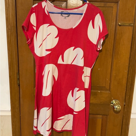Disney | Dresses | Disney Lilo Stitch Red And White Leaf Print Dress ...
